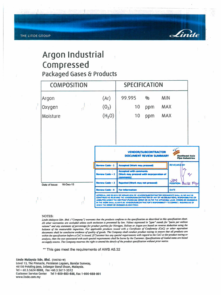 Argon Industrial Compressed | PDF