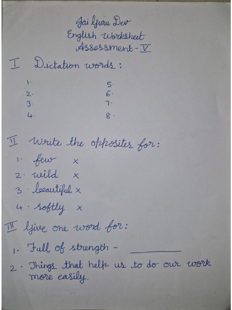 English Practise Worksheet | PDF