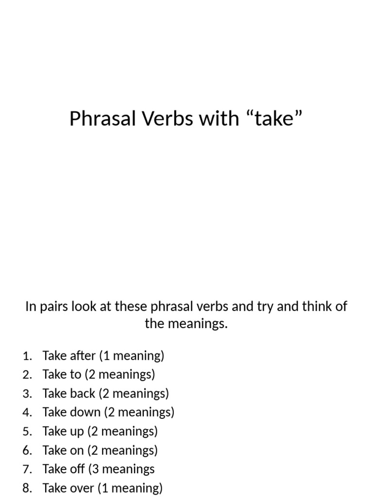 Phrasal Verbs with "Take" Explained | PDF