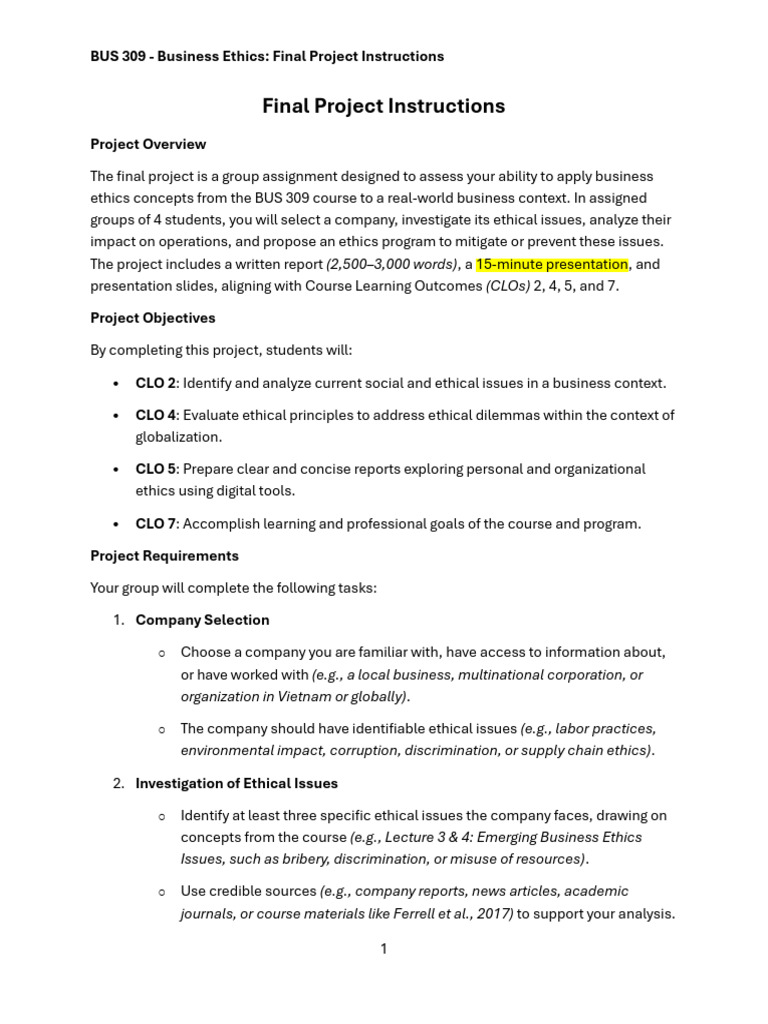 2024 2025 Q4 Final Project Instructions | PDF | Employment | Business ...