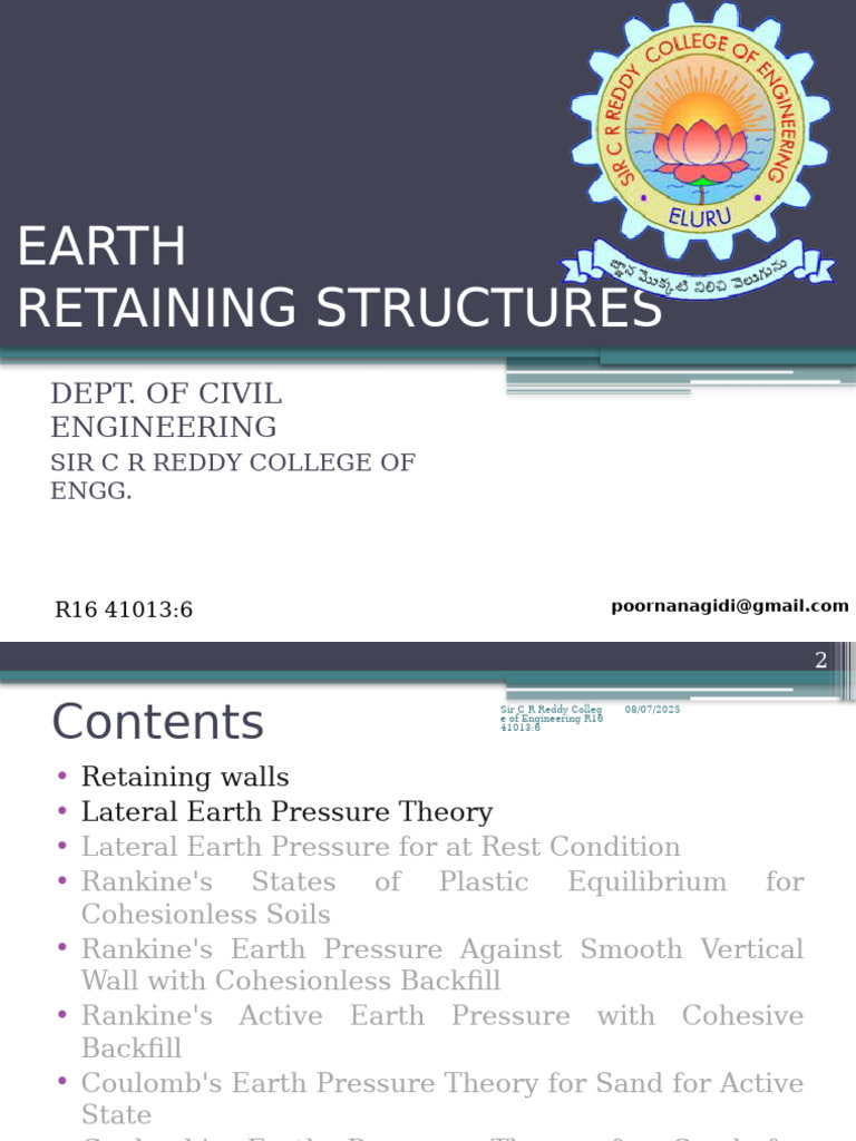 Earth Retaining Structures Overview | PDF | Soil Science | Civil ...