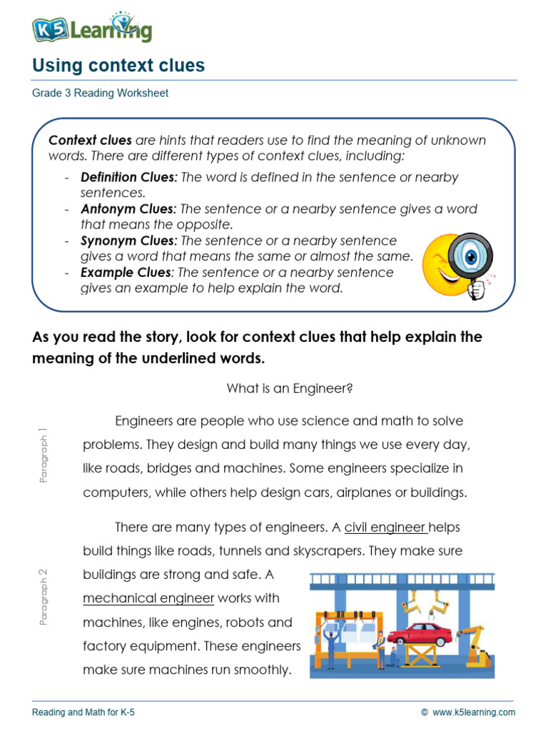 Grade 3 Reading With Context Clues s0x | PDF | Engineer