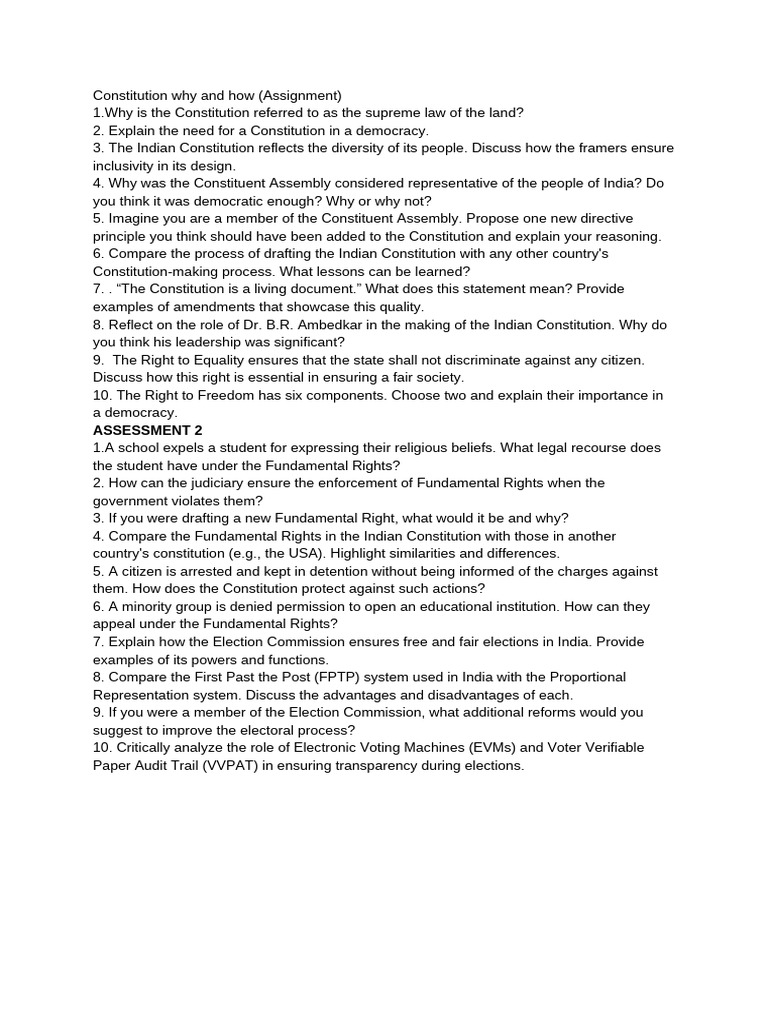 Class 11 Political Science (Assignment) | PDF | Elections | Electronic Voting