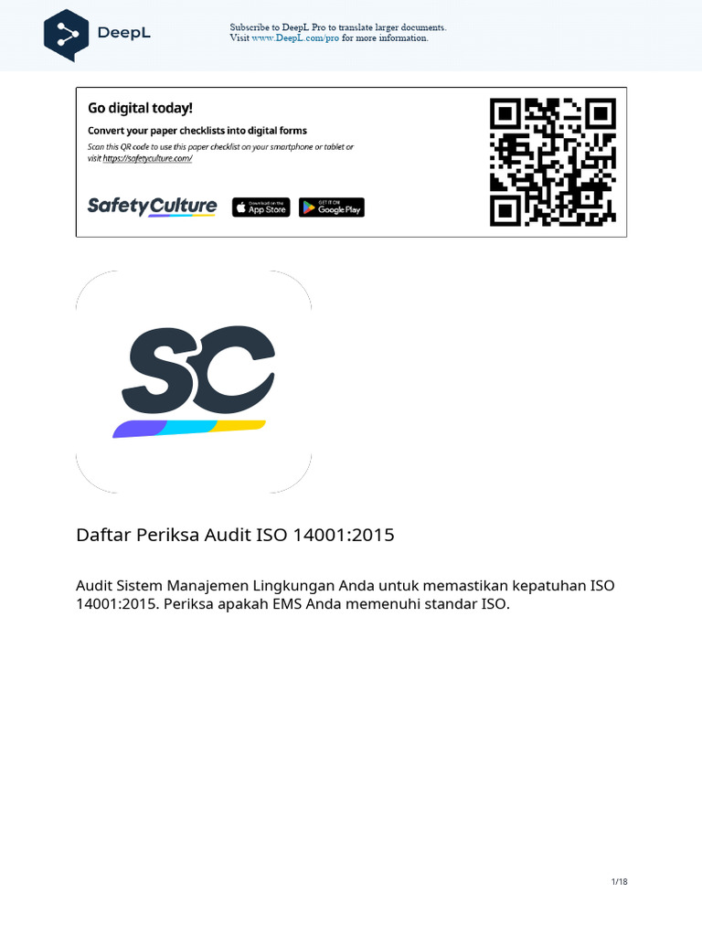 ISO 140012015 Audit Checklist Id | PDF