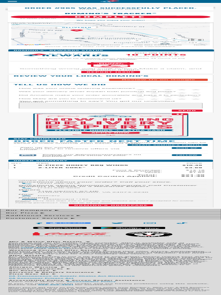 Order Confirmation - Checkout Confirmation - Domino's Pizza, Order ...