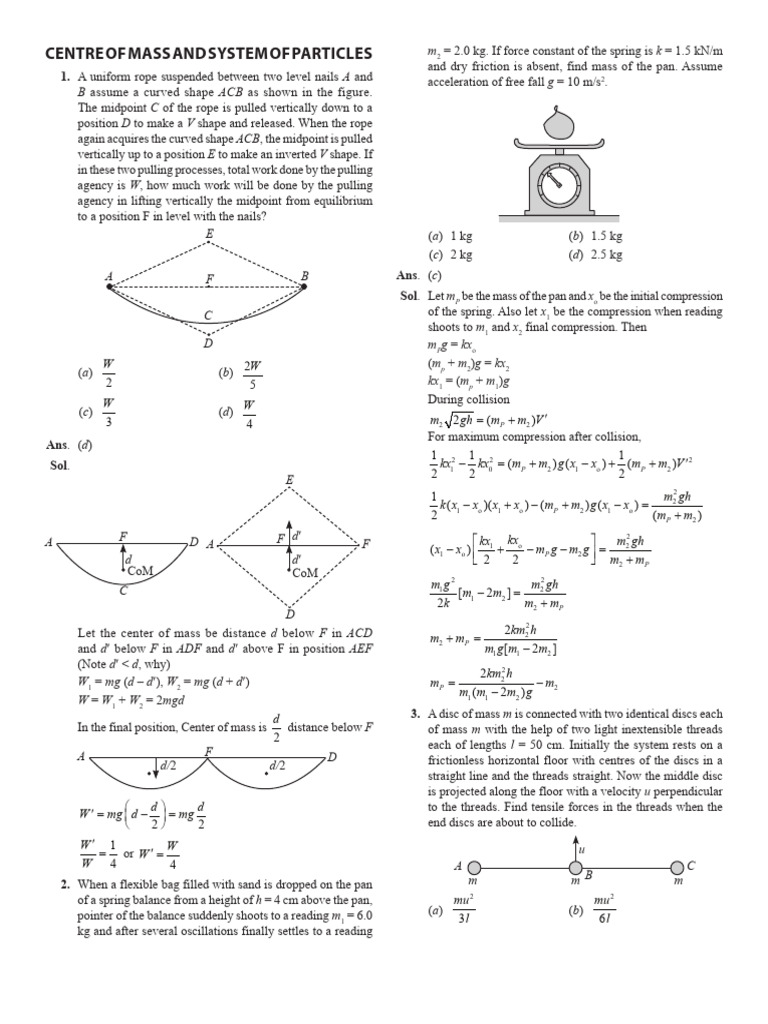 10 - Centre of Mass and System of Particles | PDF | Mechanics | Quantity