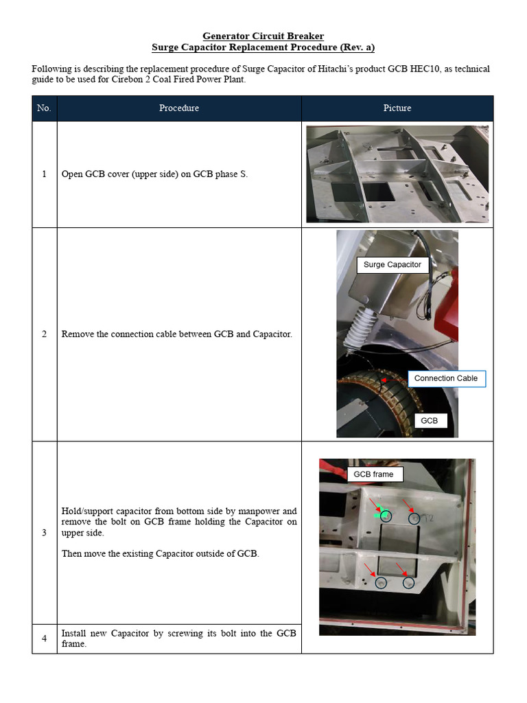 GCB Surge Capaitor Replacement Procedure Rev.a (20250513) | PDF