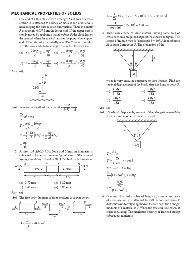13 - Mechanical Properties of Solids | PDF | Elasticity (Physics) | Young's Modulus