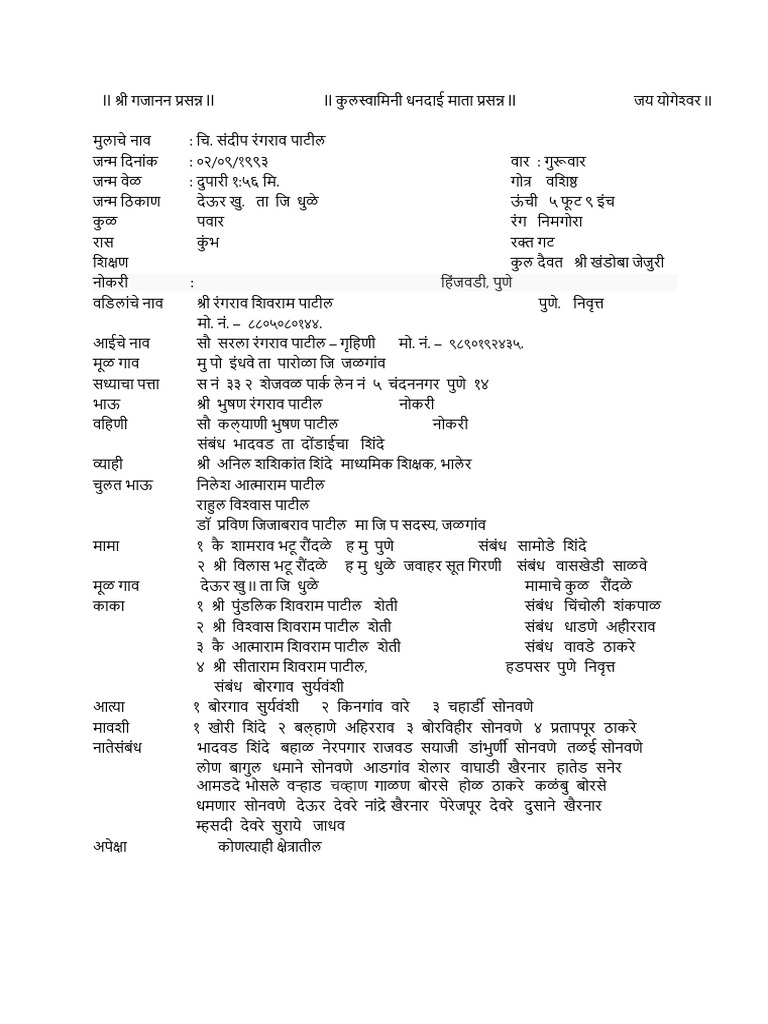 Sandip Biodata | PDF