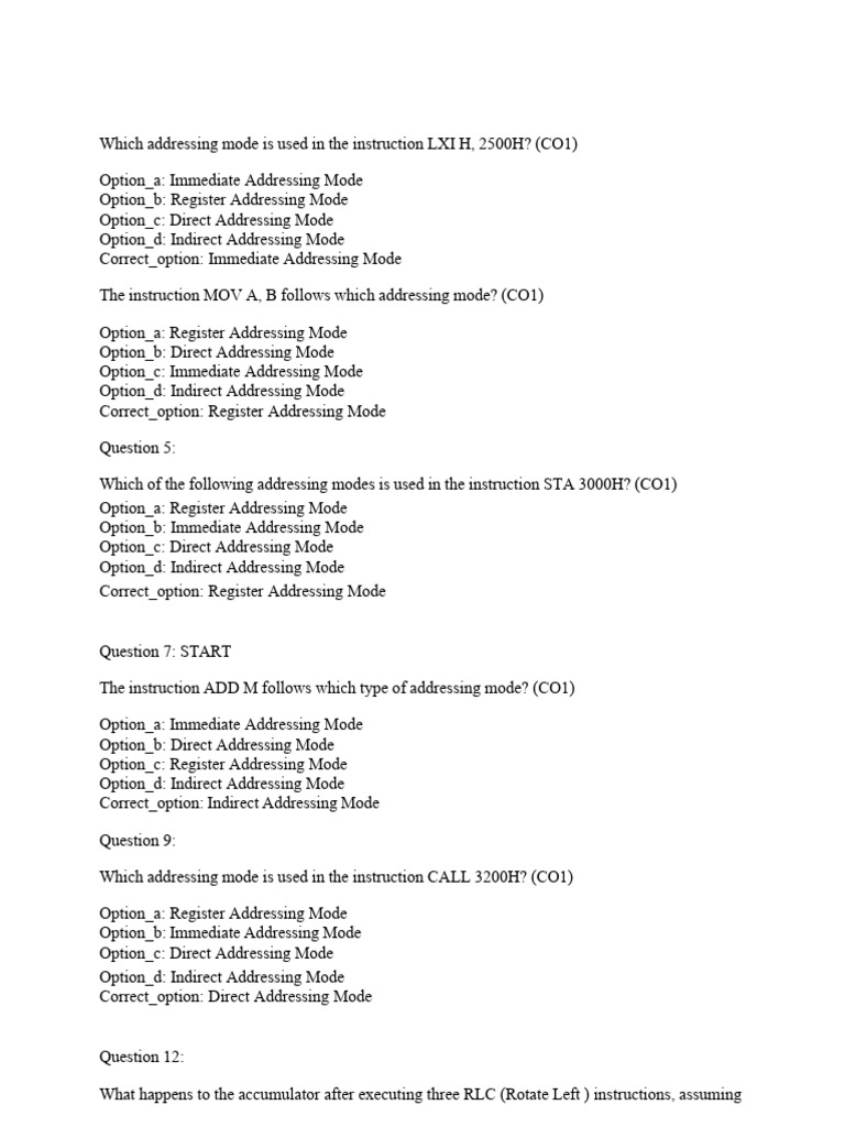 8085 Microprocessor Addressing Modes Explained | PDF | Computer Architecture | Central ...