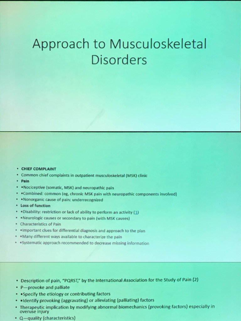 MS II Lec Approach To A Patient With Musculoskeletal Problem | PDF