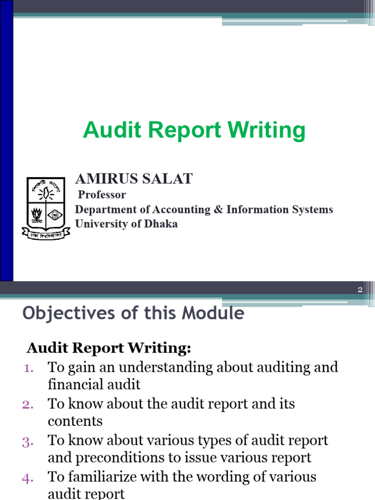Audit Chapter 2 - Audit Report | PDF | Auditor's Report | Audit