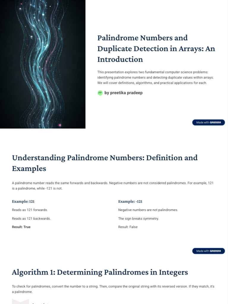 Palindrome Numbers and Duplicate Detection in Arrays An Introduction ...