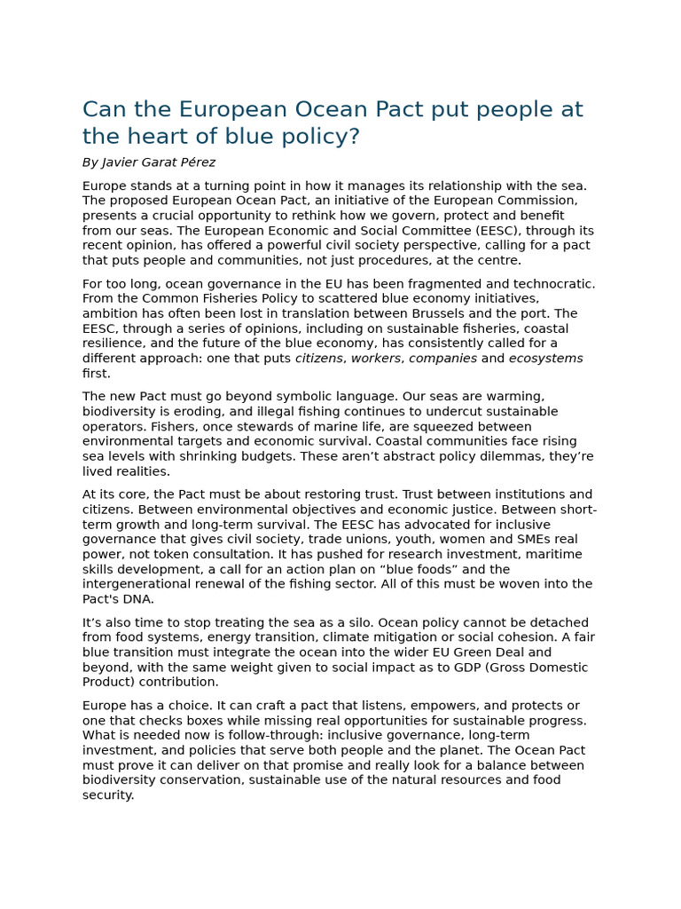 Op-Ed Oceans by Javier Garat | PDF | Sustainability | Governance