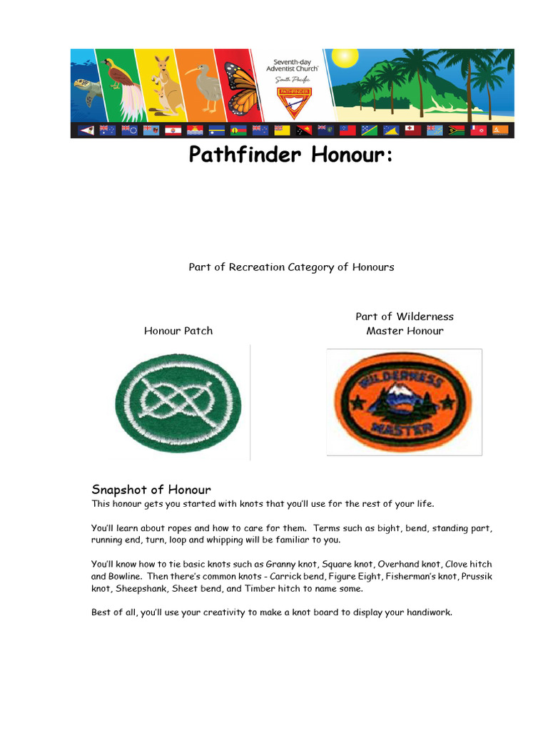 Pathfinder Knot Tying Honor Guide Pdf Knot Ropework