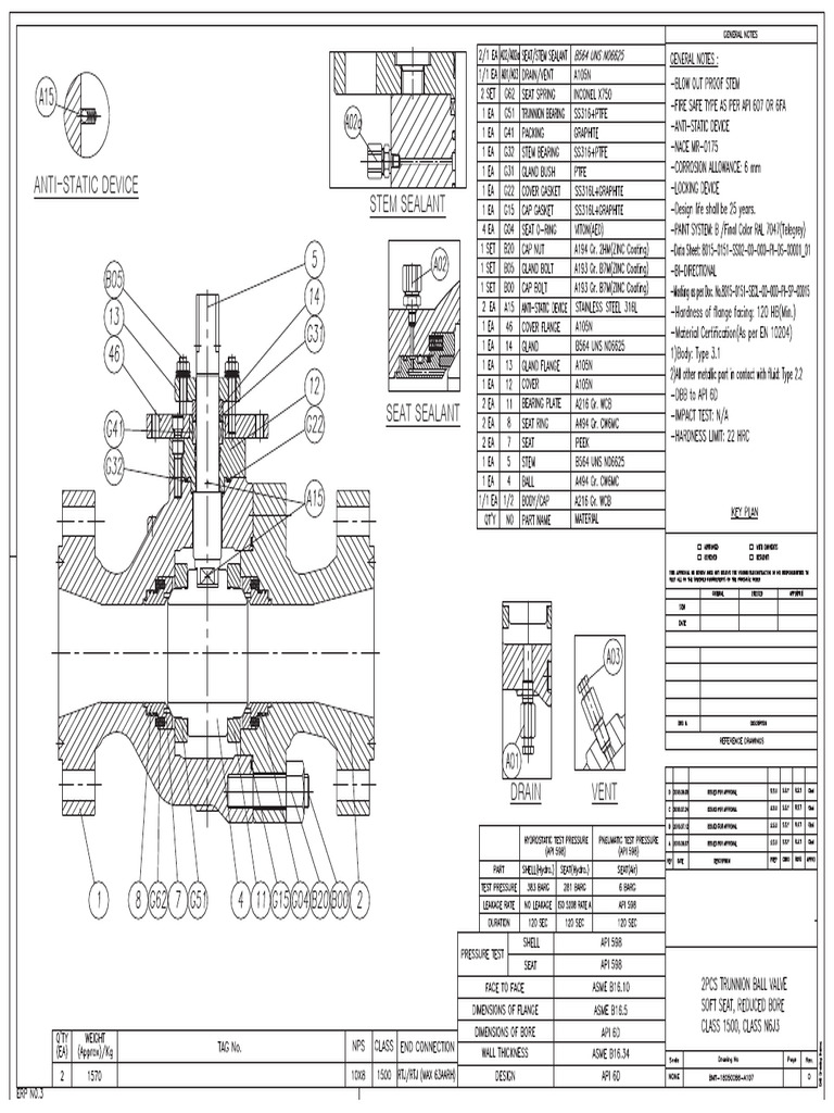 KPC Ball Valve Drawing No. BMT-18050086-A107 | PDF