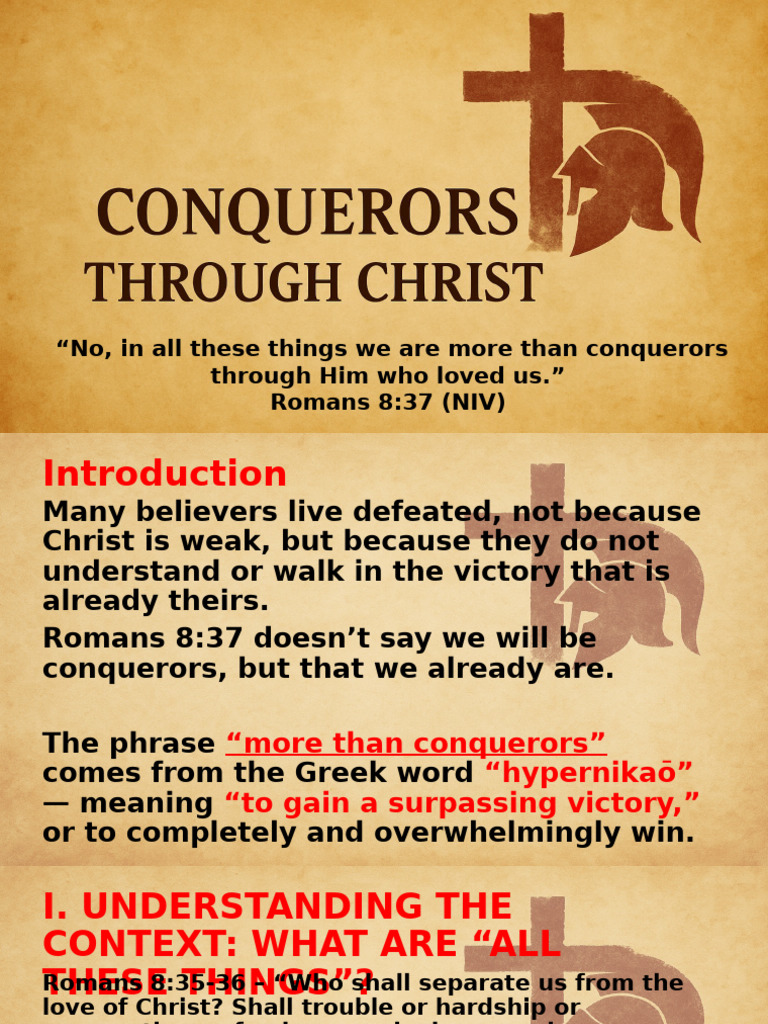 Conquerors Through Christ | PDF | Jesus | Christian Belief And Doctrine