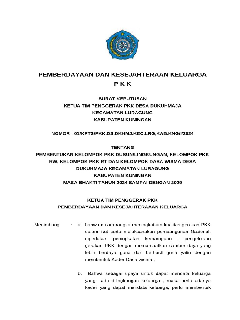 SK - Pembentukan Kel. Dasa Wisma | PDF