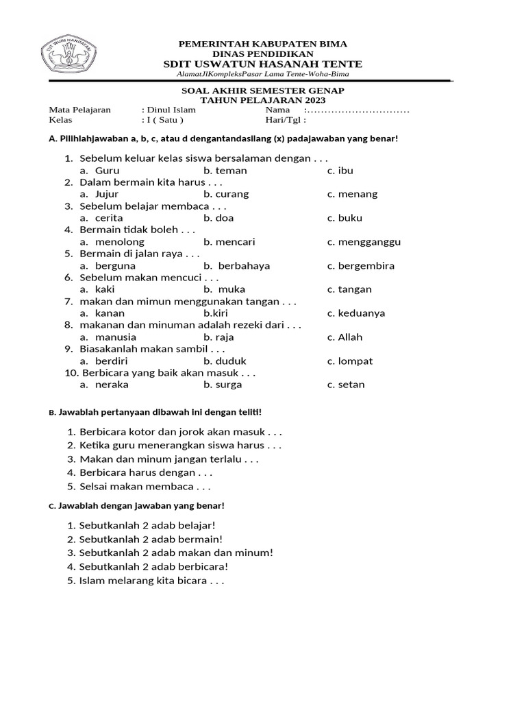 Uas Di 1 Genap 2 | PDF