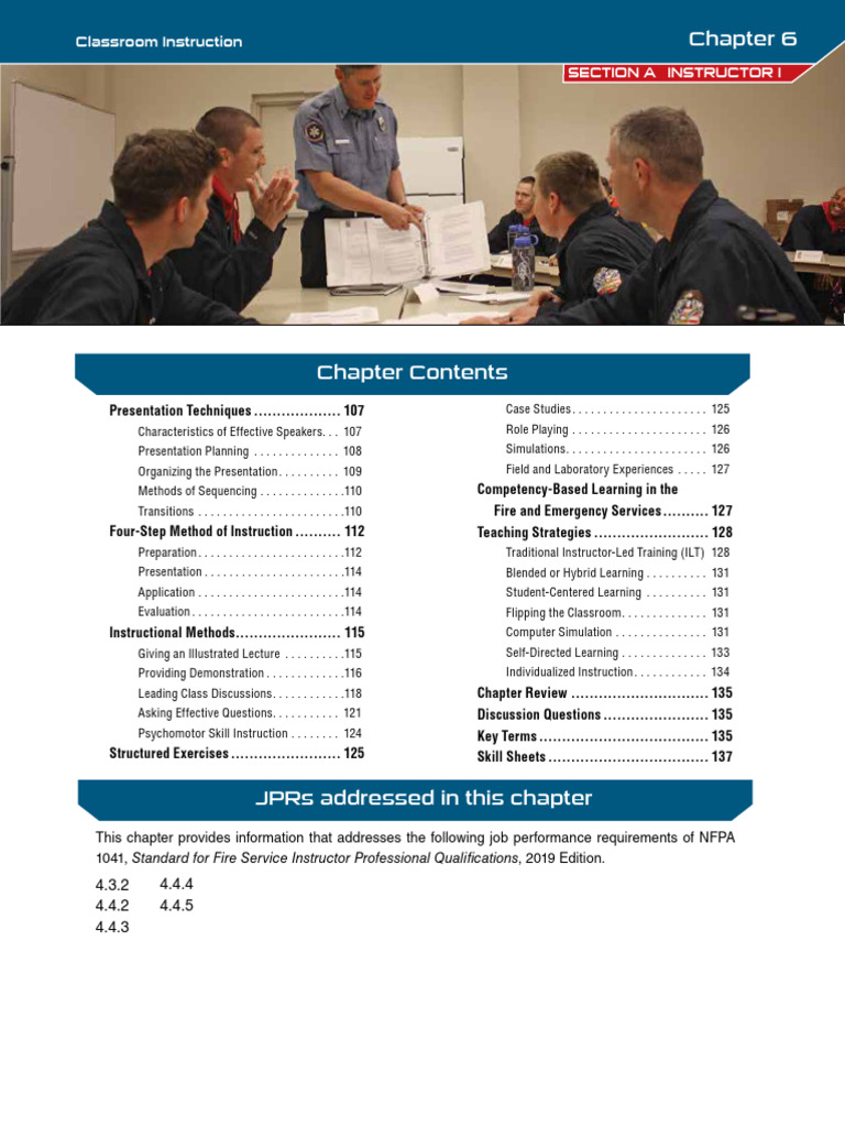 Fire and Emergency Services Instructor 9th Edition - Manual Chapter 6 ...