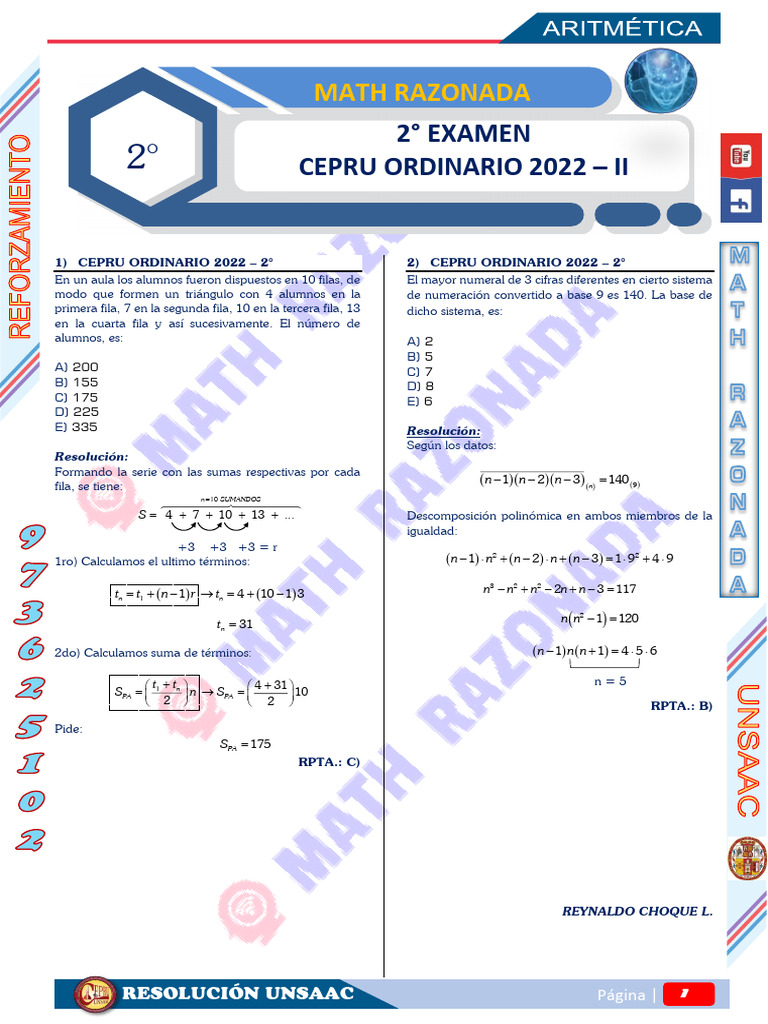 Math Razonada - 2do Exa Cepru Ord 2022 - II | PDF