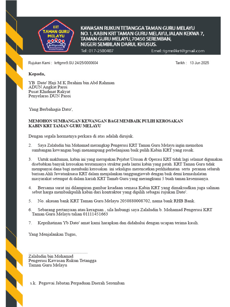 Permohonan Kabin A | PDF