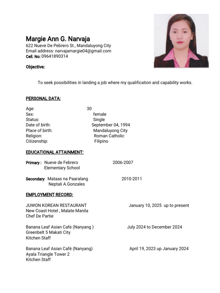 Margie Ann Resume | PDF