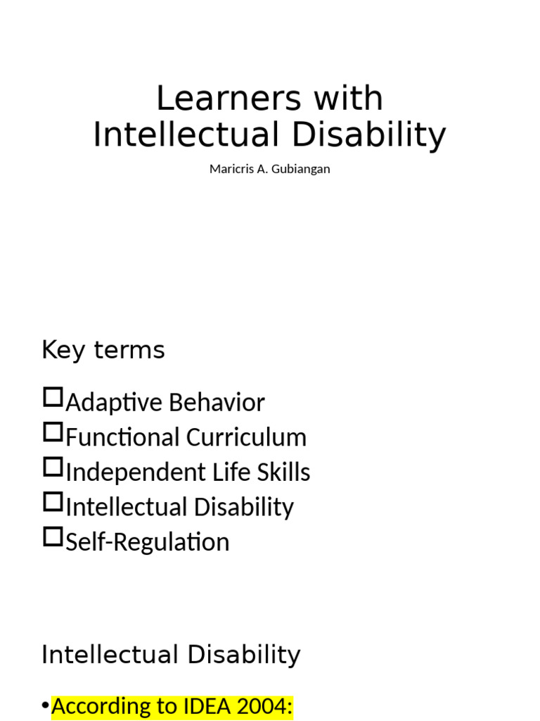 Learners With Intellectual Disabilities | PDF | Intellectual Disability ...