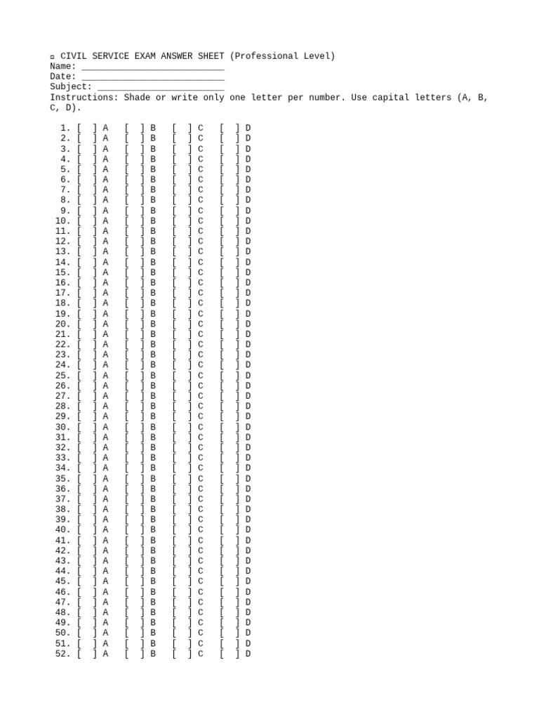 CSE Answer Sheet 180 Items | PDF