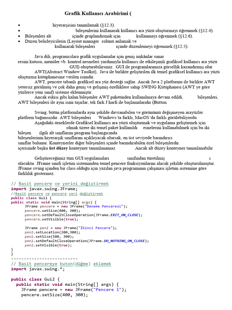 Hafta 12 GUI Ornekler | PDF
