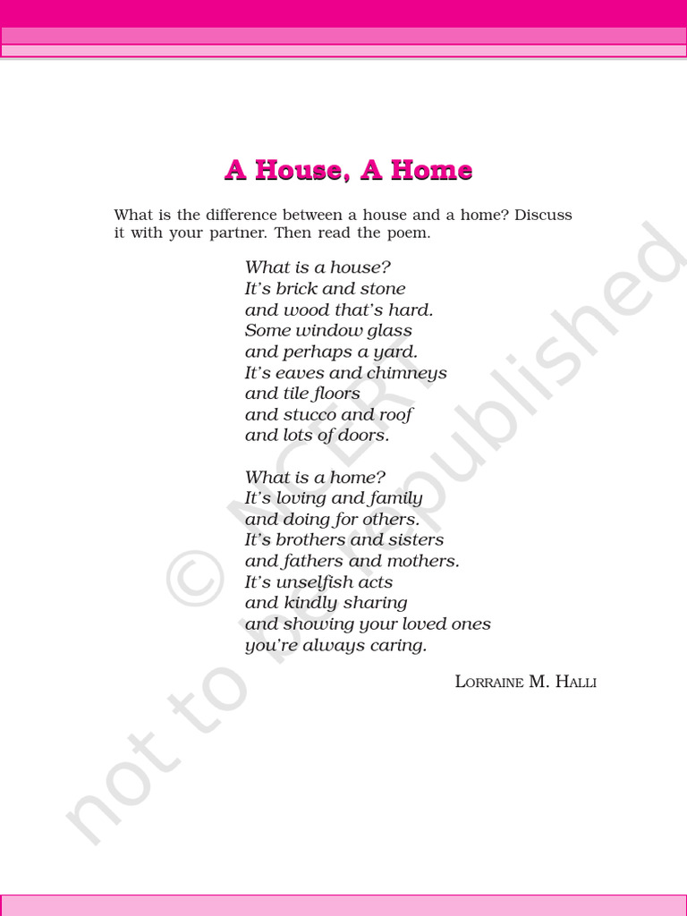 A House vs. A Home Poem Analysis | PDF