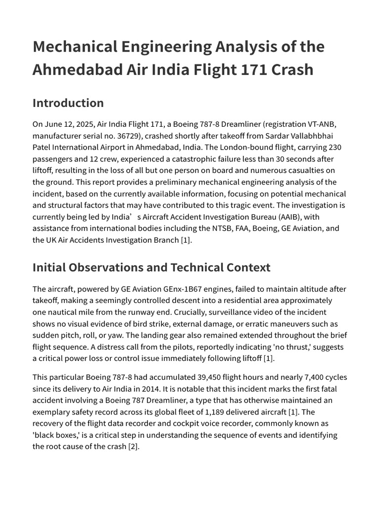Ahmedabad Plane Crash Report Analysis | PDF | Aviation Accidents And ...