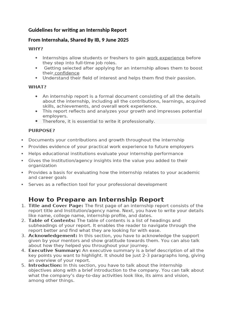 Internship Report Writing Guidelines | PDF | Non Disclosure Agreement ...