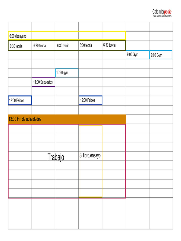 Planificador Semanal de Actividades | PDF