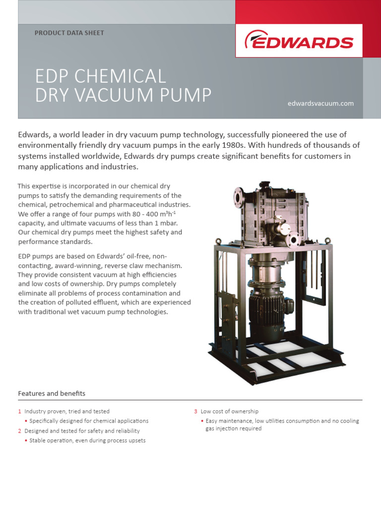 Edwards EDP Dry Pumps Data Sheet | PDF | Pump