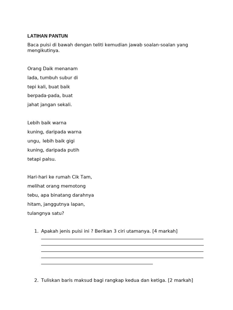 Latihan Pantun | PDF