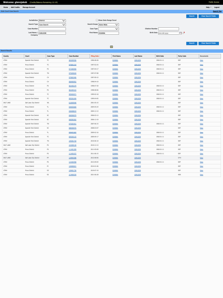 Utah Court Case Search Tool | PDF