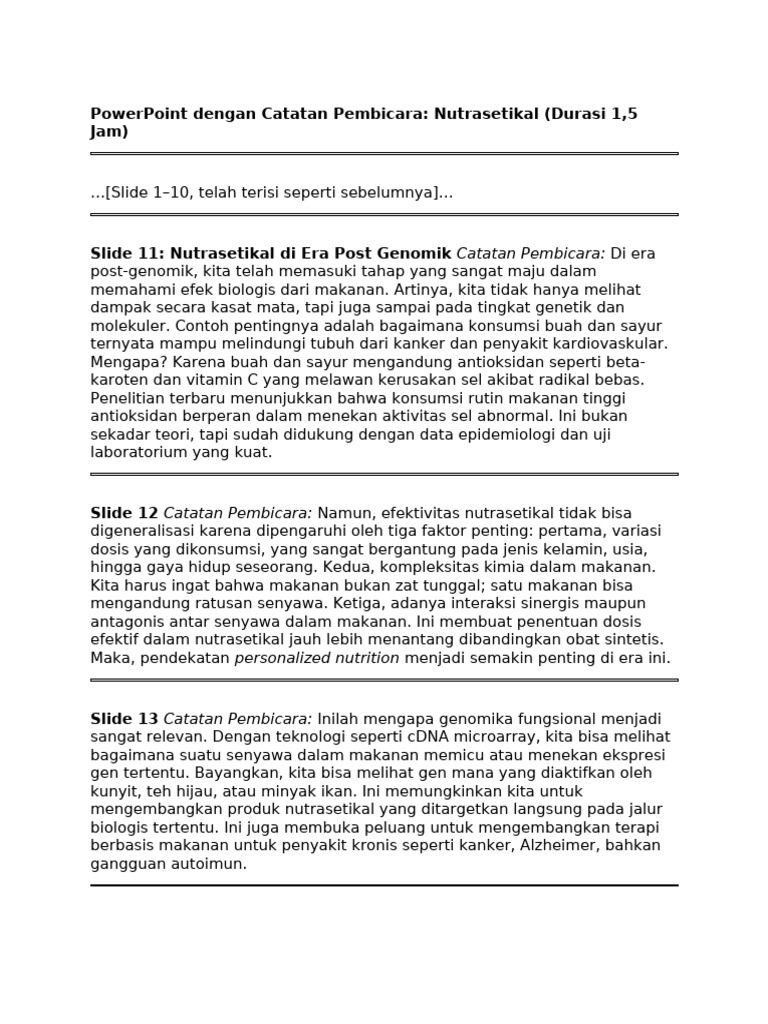 Nutrasetikal Speaker Notes | PDF