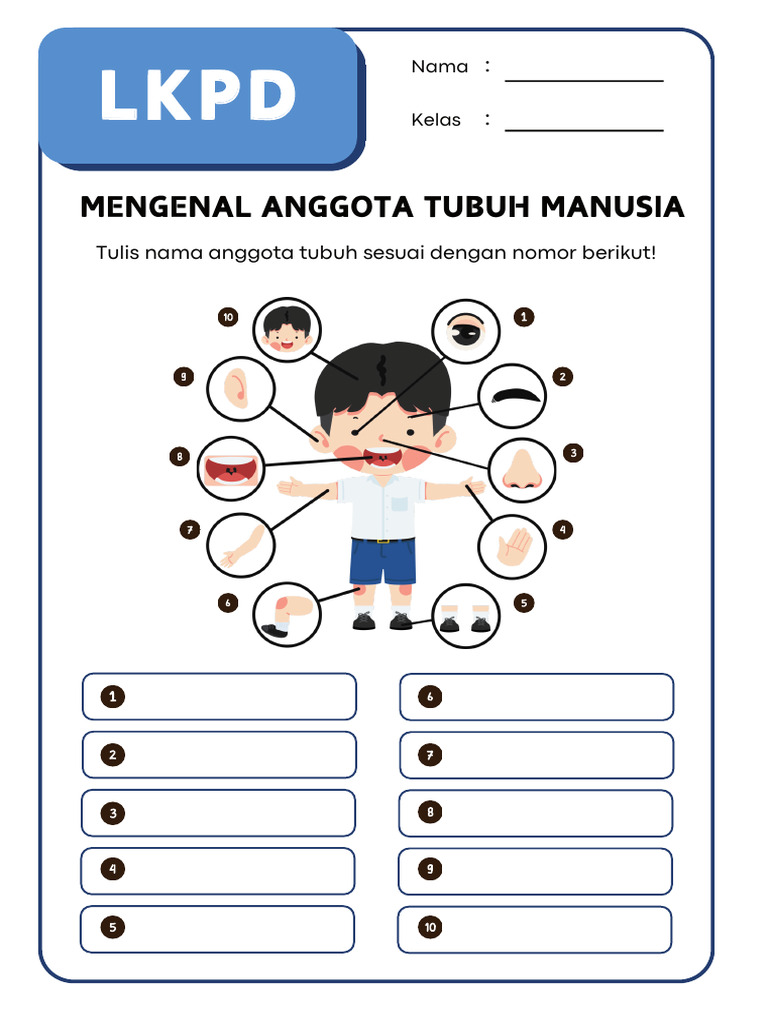 LKPD Mengenal Anggota Tubuh Manusia Lembar Kerja Biru Ilustratif | PDF