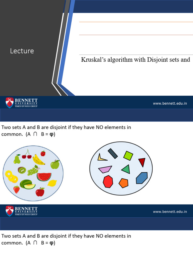 L11 Disjoint Set Kruskal's Algorithm | PDF | Applied Mathematics | Algorithms And Data Structures