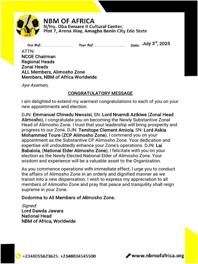 Congratulatory Message | PDF