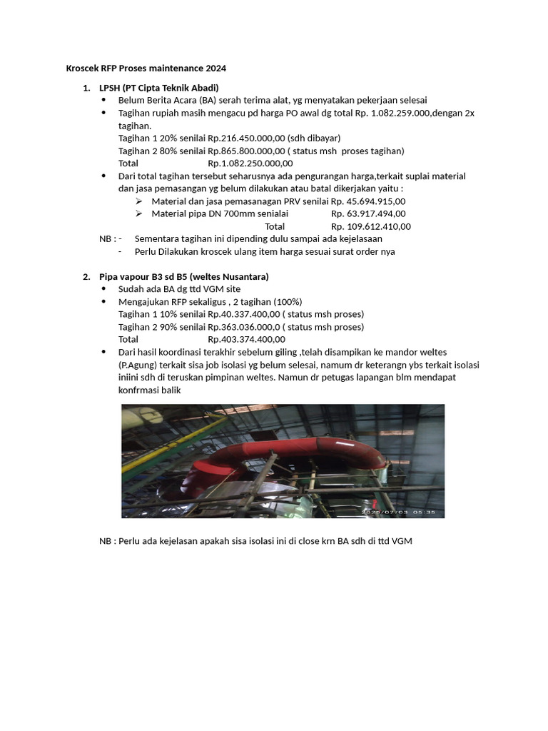 Kroscek RFP Proses Maintenance 2024 | PDF