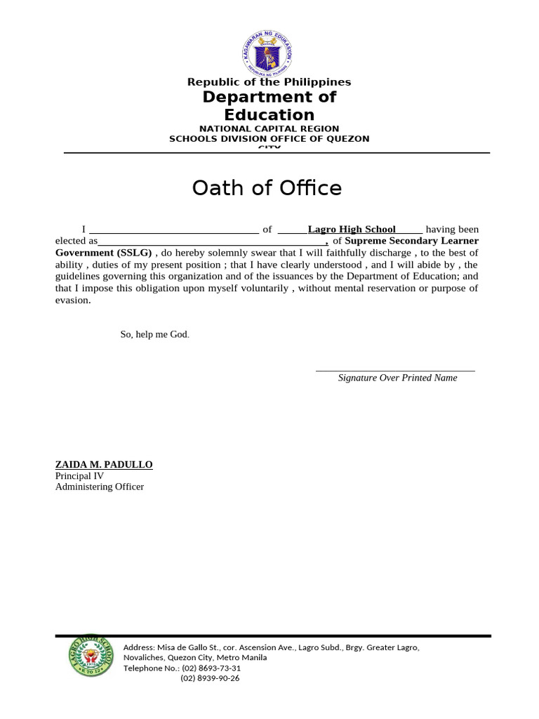 Oath Form With Logo | PDF