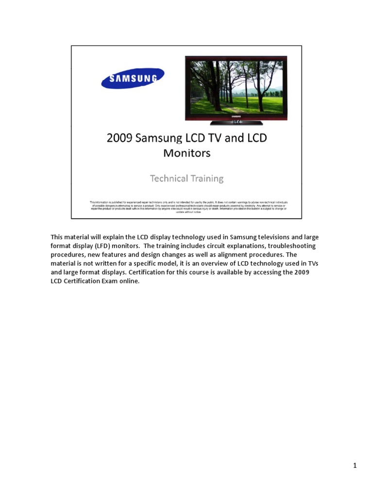 Samsung 2009 LCD TV Overview | PDF | Backlight | Computer Network