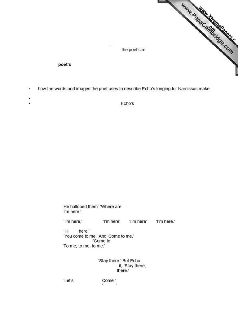 Unseen Poetry - Echo and Narcissus | PDF