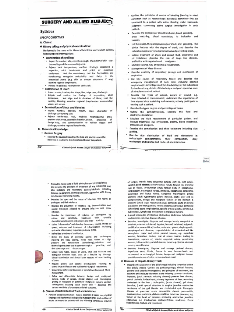 Surgery Past Questions and Syllabus | PDF