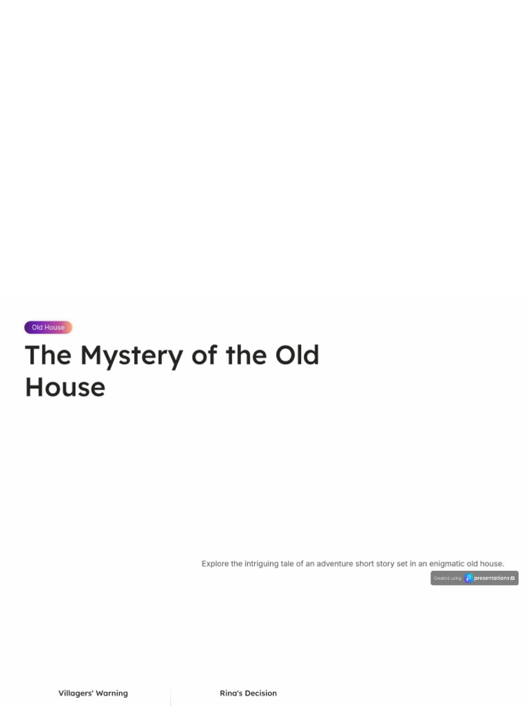 The Mystery of The Old House | PDF
