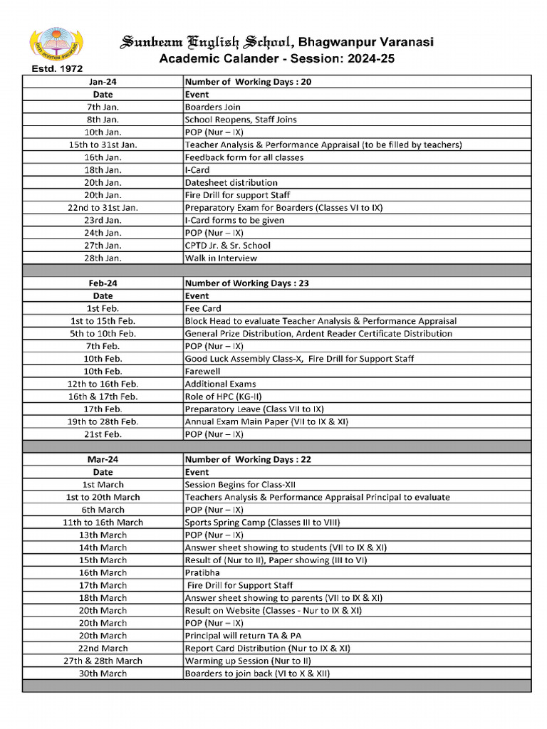 Academic Calendar | PDF