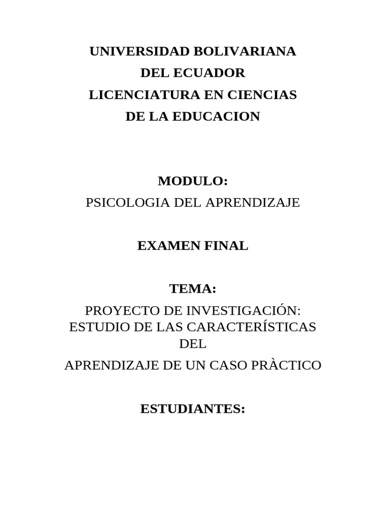 Examen Final Borrador | PDF | Aprendizaje | Constructivismo (filosofía ...