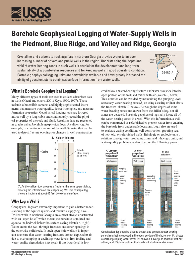 Borehole Geophysical Logging USGS | PDF | Casing (Borehole) | Flow ...